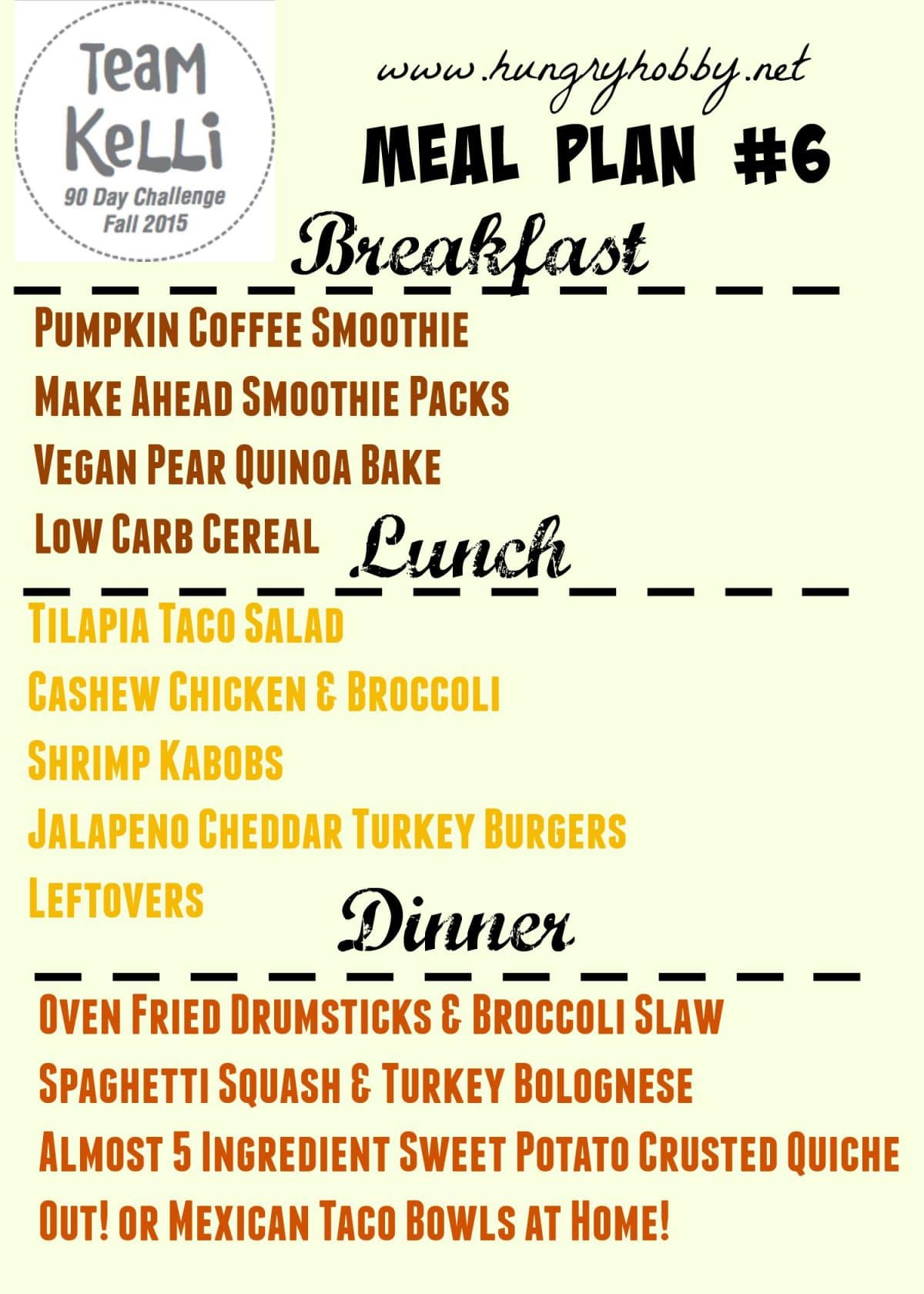 Meal Plan Week 6 Fall 2015 90 Day Challenge Colorado Weekend Recap