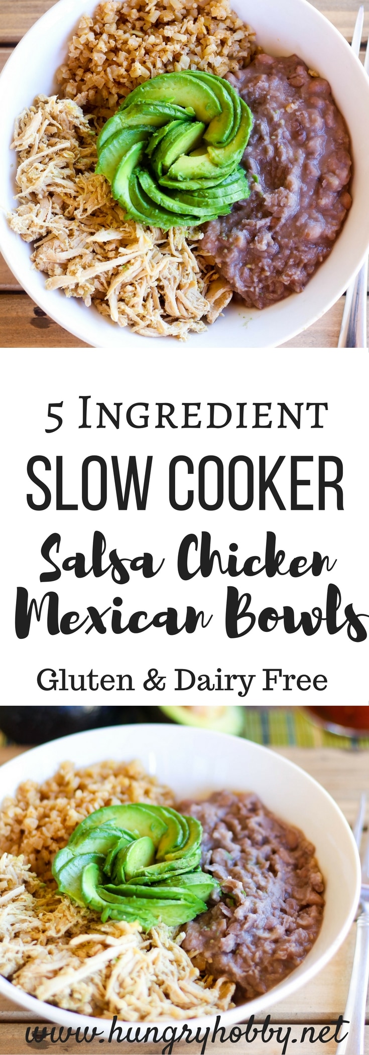 Five Ingredient Slow Cooker Salsa Chicken Bowls - Hungry Hobby