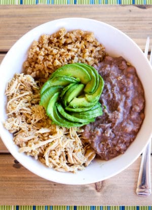 Five Ingredient Slow Cooker Salsa Chicken Bowls - Hungry Hobby