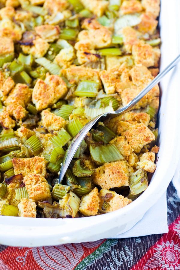 Healthy Cornbread Stuffing (Gluten Free & Yeast Free) - Hungry Hobby