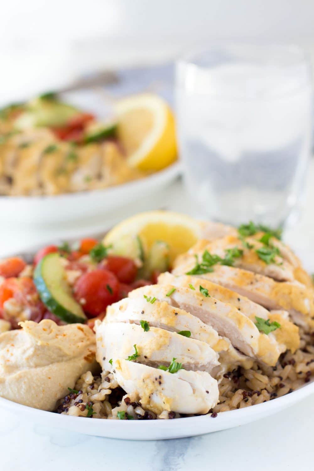 Easy Hummus Chicken & Chopped Salad - Hungry Hobby