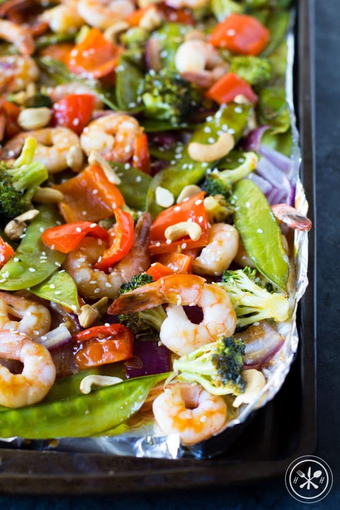 Paleo Sheet Pan Sweet & Spicy Shrimp - Hungry Hobby
