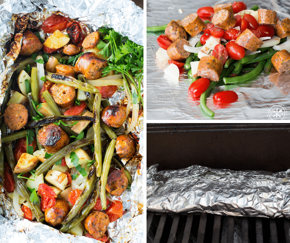 Oven or Grill Sausage & Veggie Foil Packet Dinner - Hungry Hobby