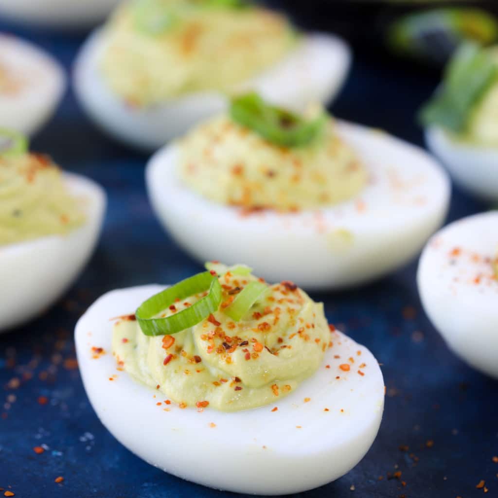Zesty Avocado Deviled Eggs with Tajin - Hungry Hobby